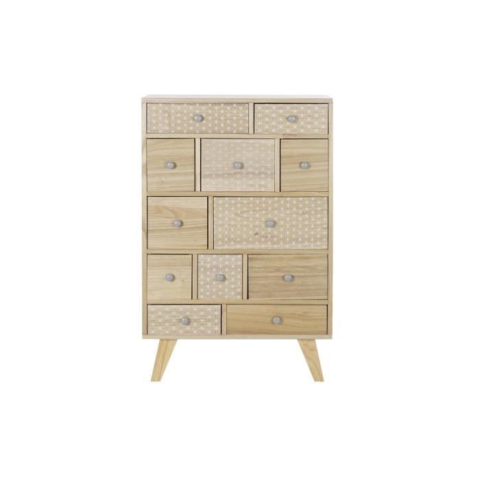 Commode en bois Paulownia avec 12 tiroirs - Largeur 60 x Hauteur 94 x ...