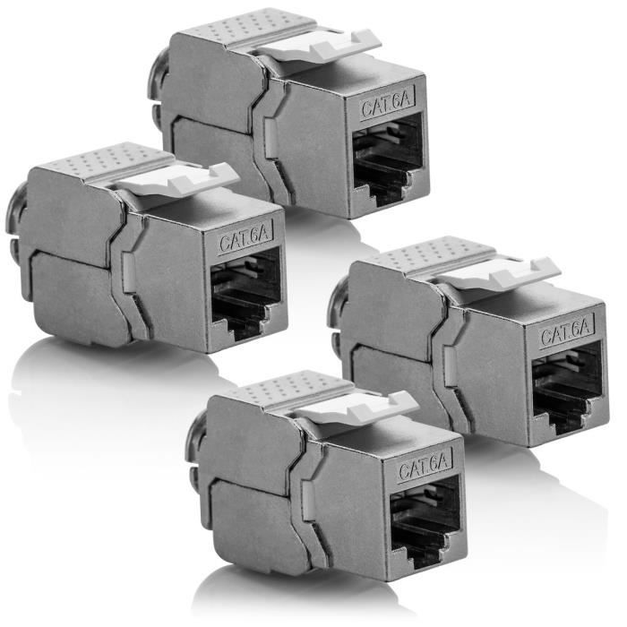 DeleyCON 4x Module Keystone CAT 6a Jack - Blindé STP Connecteur RJ45 ...