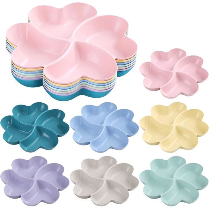 Lot de 7 Assiettes avec Compartiment, Plateaux à Compartiments, Plateau ...