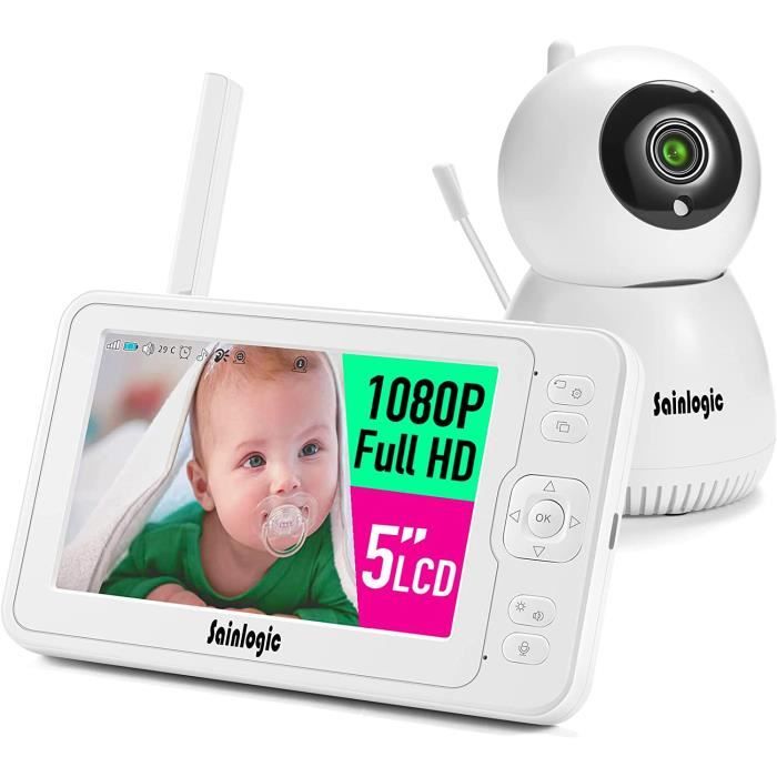Sainlogic Babyphone Vidéo, Baby Phone Caméra sans Fil avec 5” 1080P LCD ...
