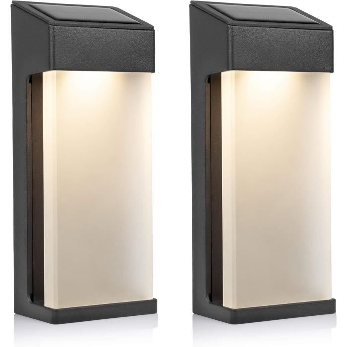 Lot De 2 Appliques Murales Extérieures Led Solaires Osl-50010 - Blanc Chaud - 10 Lm - Boîtier En ...