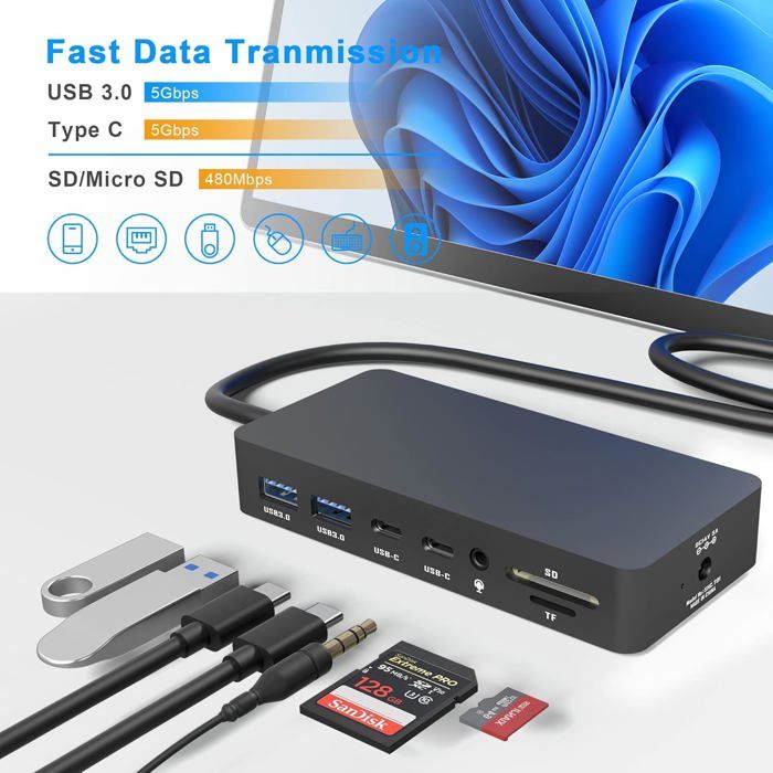 Station d'accueil Surface 12-en-1 - SUTEO - Triple affichage - 2 HDMI ...