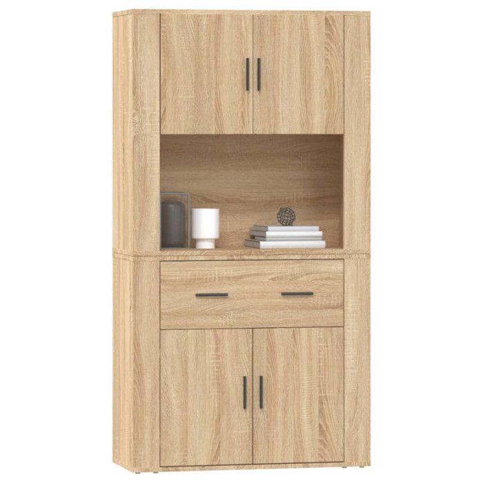 VidaXL Buffet haut Chêne sonoma Bois d'ingénierie 3185370 - Cdiscount ...
