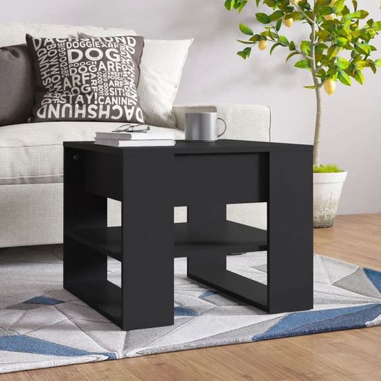 JLL*TOP - Table basse noir - Table à café Noire - 55,5x55x45 cm bois d ...