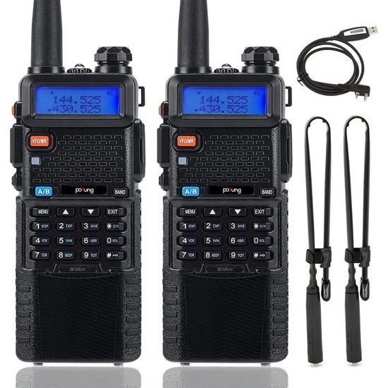 BF5RUV Talkie-walkie Double Bande VHF-UHF 144-146-430-440MHz Longue ...
