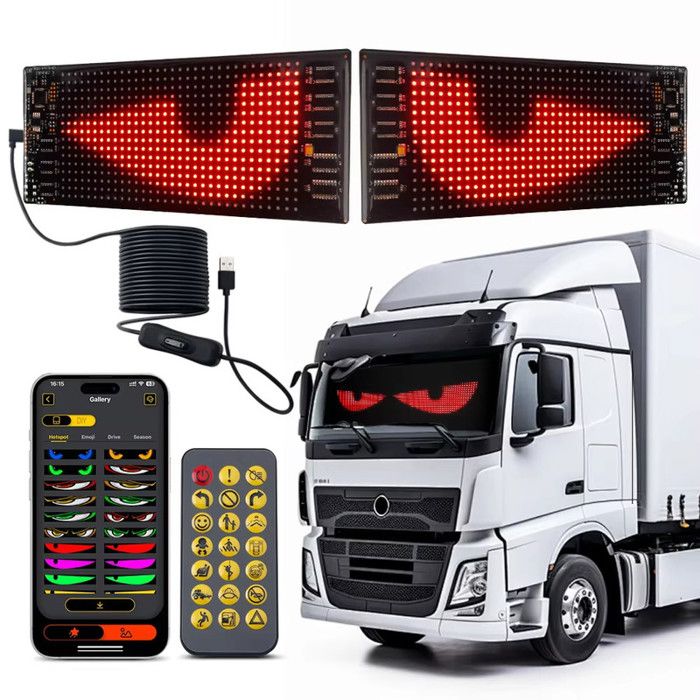 2 pièces LED diable oeil lumière pour voiture camion pare-brise animé ...
