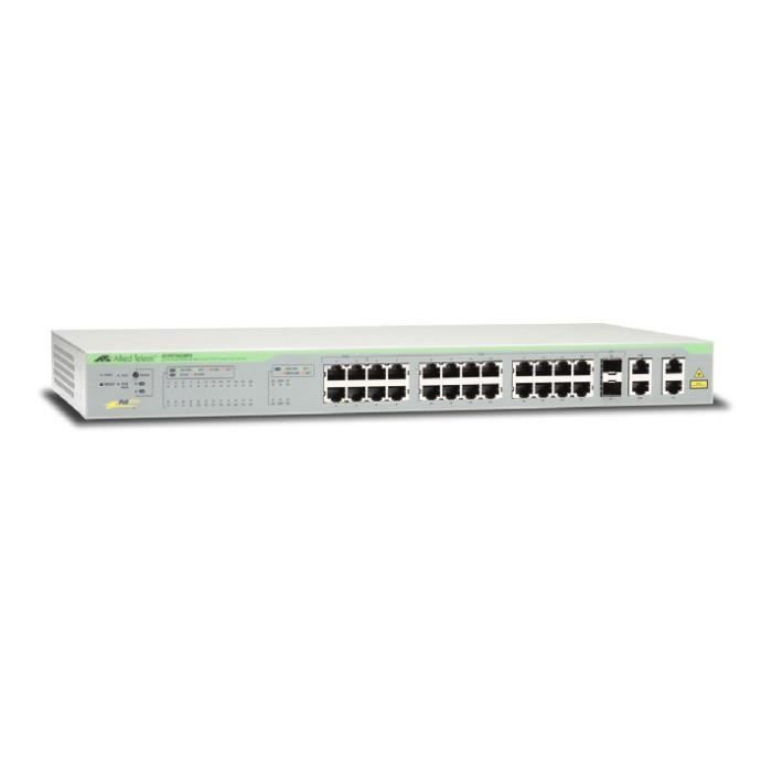 Allied Telesis 24 Port Fast Ethernet PoE WebSmart Switch with 4 uplink ports (2 x 10-100-1000T ...