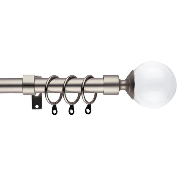 Tringle à rideaux extensible avec embouts en boule Nickel mat 16-19 mm de diamètre 120-210 cm ...