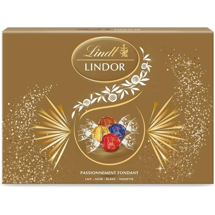 Lindt - Boite cadeau à partager LINDOR - Chocolat au Lait, Noir, Blanc ...
