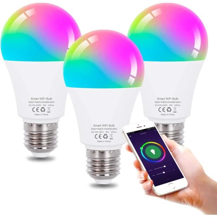 Ampoule Connectée Alexa E27 9W LED WiFi Intelligente Ampoules Compatibles avec Echo, Google Home ...