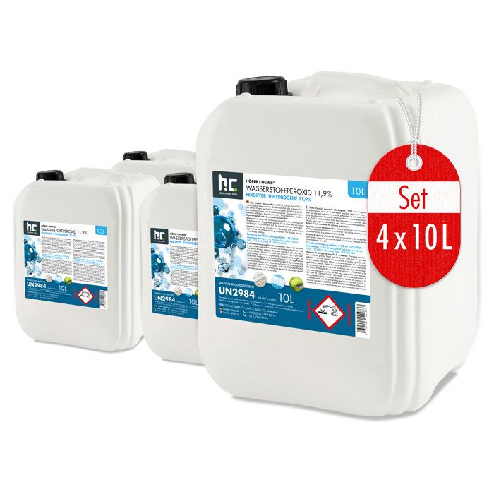 Peroxyde d'hydrogène 11,9 % - Qualité technique - 4 x 10 L ...