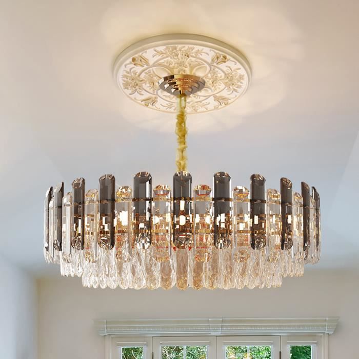 LUVODI Lustre Salon Cristal Moderne Suspendu Lustre Salon Cristal ...
