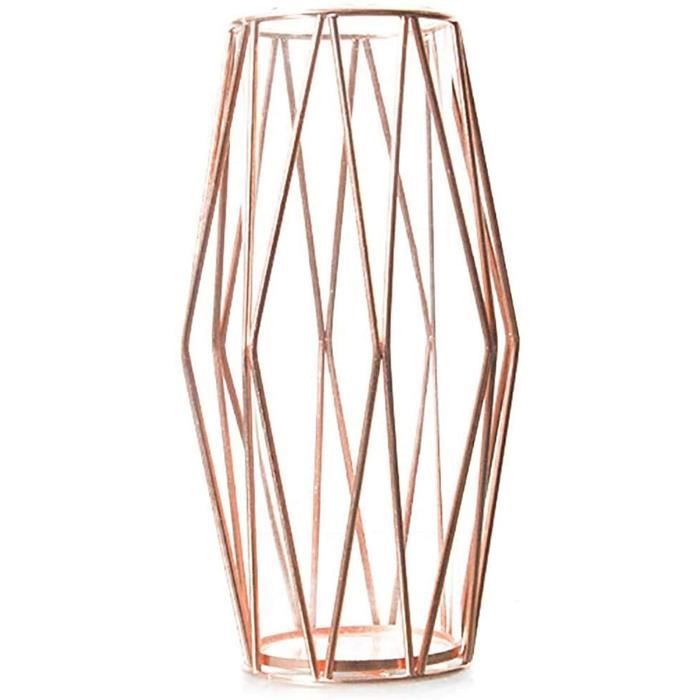 ZHHZ Vase à Fleur en Verre avec Support de Support en métal Or Rose Pot ...