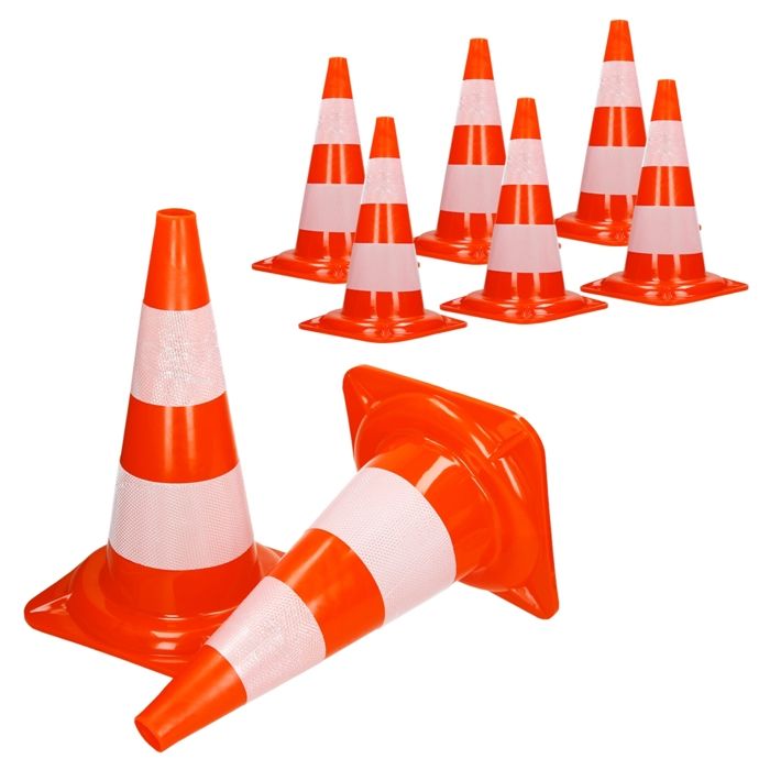 ECD Germany 8x Cônes Signalisation Pylône 47cm PVC solide Orange/Blanc ...