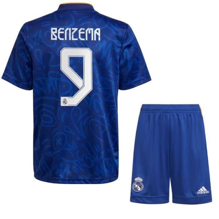 Maillot Authentique Kit REAL MADRIDx Extérieur 9 BENZEMA 2021 2022 ...