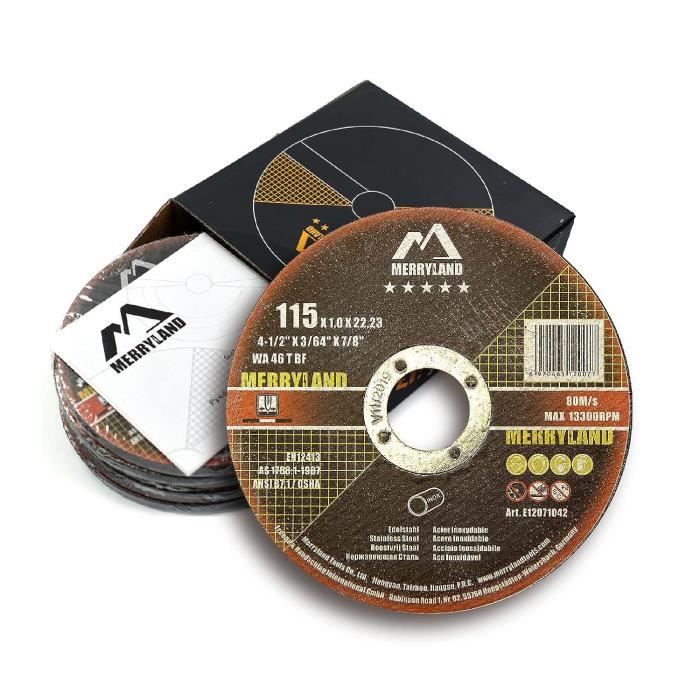 Merryland Disque à Tronçonner 115 Métal INOX Acier Fer, 115 X 1,0 mm ...