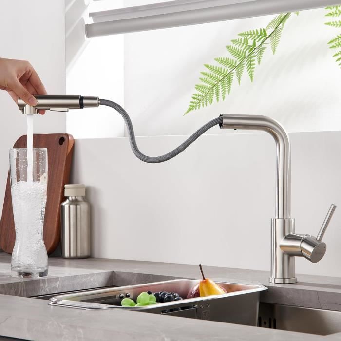 Robinet de cuisine extensible avec douchette extensible - 2 fonctions ...