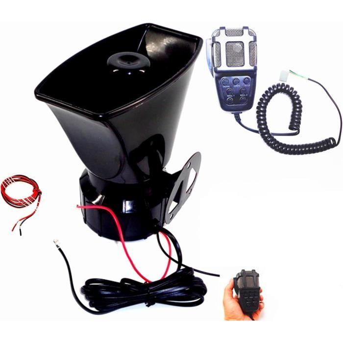 Sirène de voiture Haut-parleur 80W Car Horn 7 Tone Alarme de klaxon ...