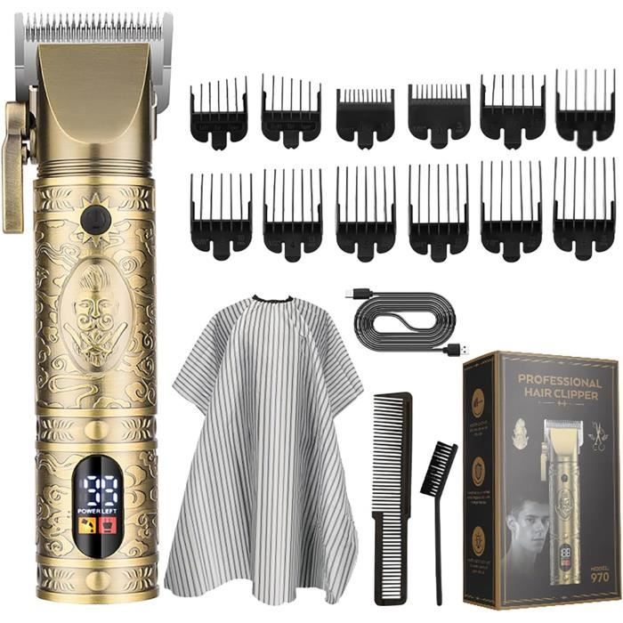 Tondeuse À Cheveux Professionnelle Sans Fil Pour Homme Avec Lame En T Zéro Écart, Kit De Coupe ...