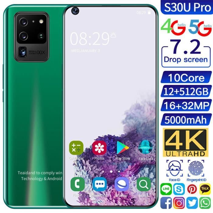 SMARTPHONE SENIOR -Smartphone S30U Pro 7,2 pouces grand écran vert ...