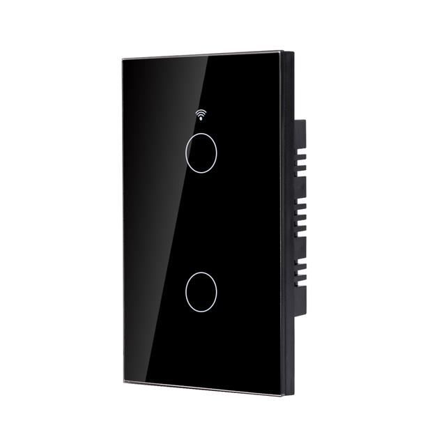 INTERRUPTEUR,2 Gang US5-AC100V-250V--interrupteur mural tactile blanc, 1-2-3 voies, 2 voies, RF ...