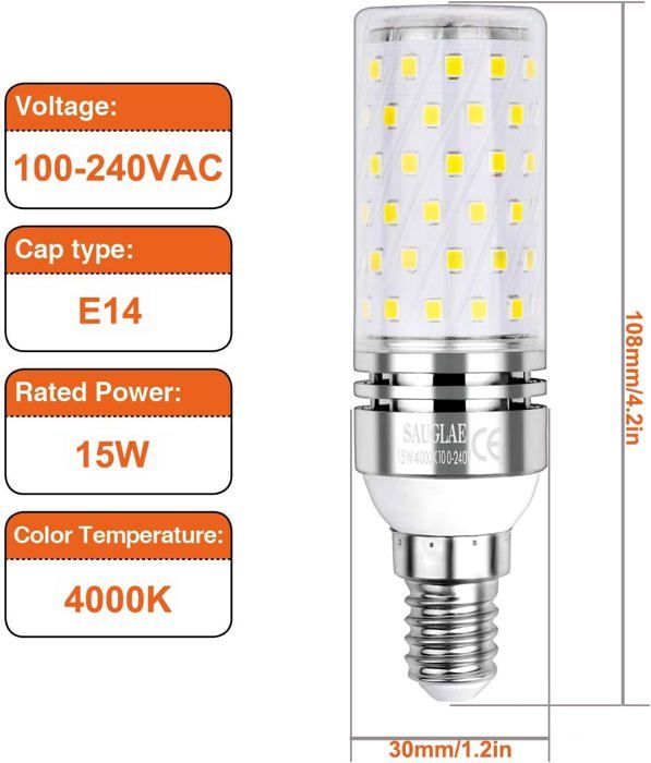 LED Ampoule Mas 15W 120W quivalent Ampoules Incandescence 4000K Blanc Neutre 1700LM E14 Petite ...
