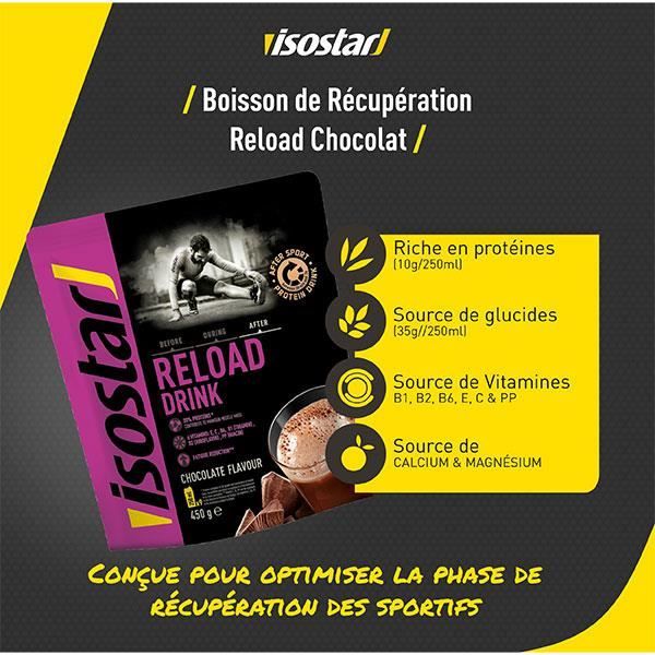 Isostar Reload Boisson de Récupération Après l'Effort Chocolat 450g ...