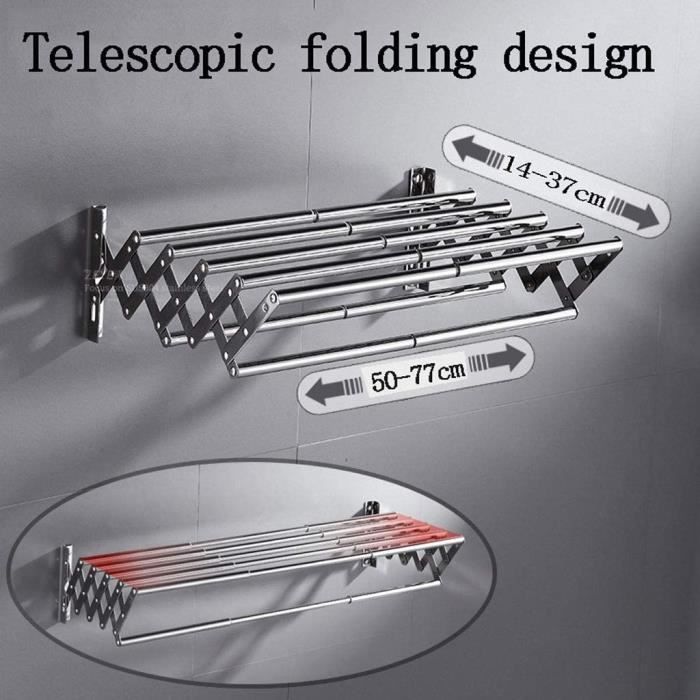 Sèche-Linge Mural, Pliable Étendoir À Linge Acier Inoxydable Séchoir ...