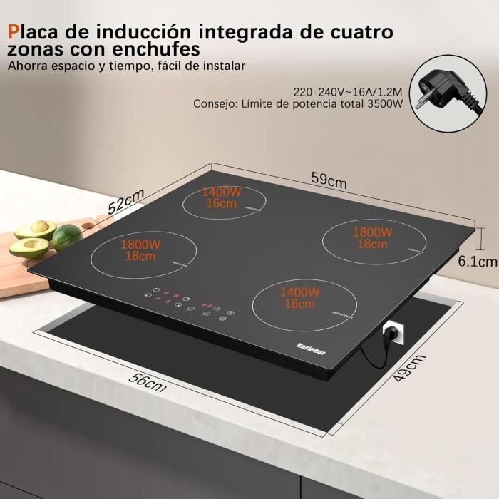 Ehskzjh Plaque À Induction 4 Foyers Avec Prise, Plaque Induction 4 Feux ...