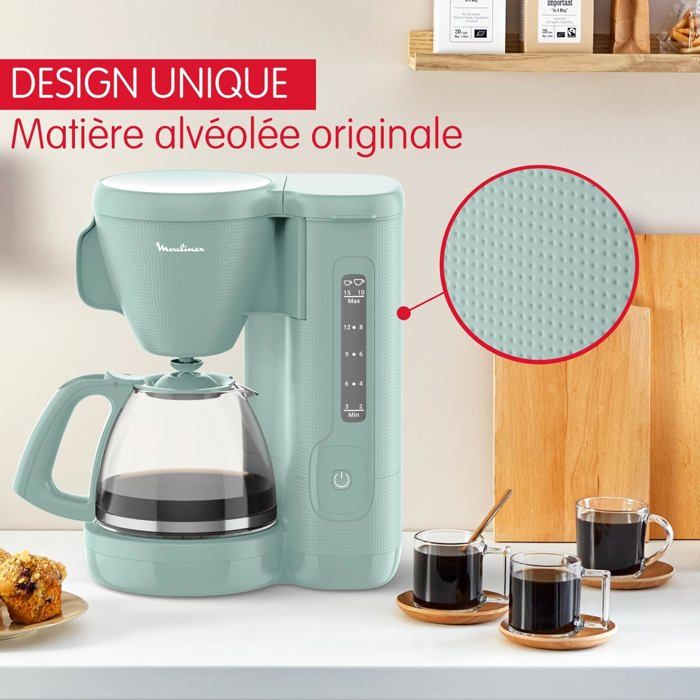 Cafetière filtre, Réservoir d'eau frontal 1.25 L, Filtre permanent, Porte-filtre pivotant avec ...