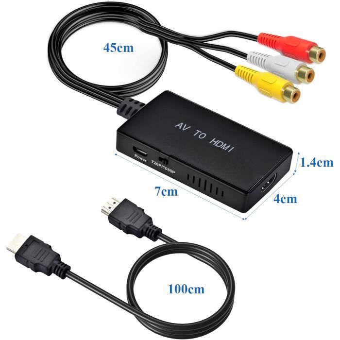 Adaptateur RCA vers HDMI 1080P AV vers HDMI - Adaptateur RCA vers HDMI ...