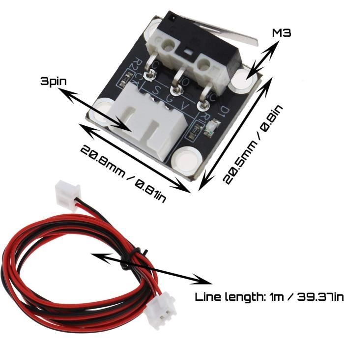 5Pcs Imprimante 3D Module De Fin De Course Mécanique Capteur De Collision À 3 Broches Avec ...