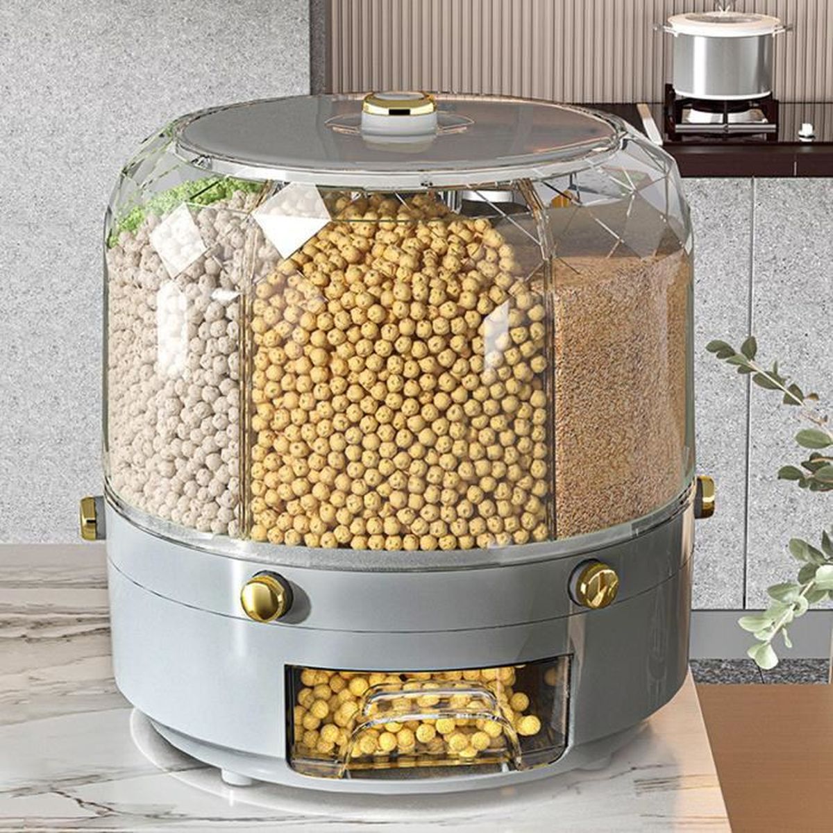 HEG Boîte De Stockage De Grains Rotative 6 Grilles 6Kg Distributeur De ...