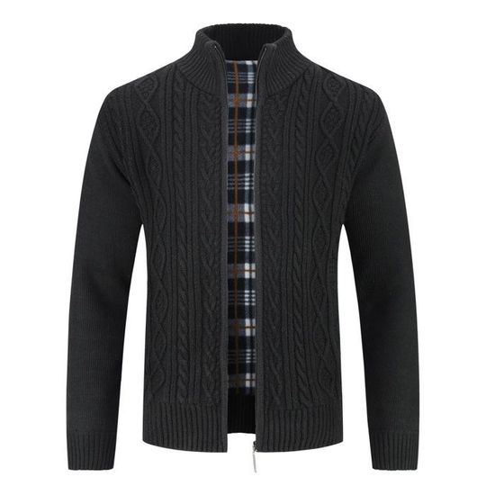 Cardigan homme pull col montant velours épaissi décontracté business ...