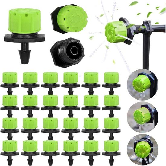 Lot de 400 goutteurs d'irrigation réglables, interface 1/4 pouce, micro ...