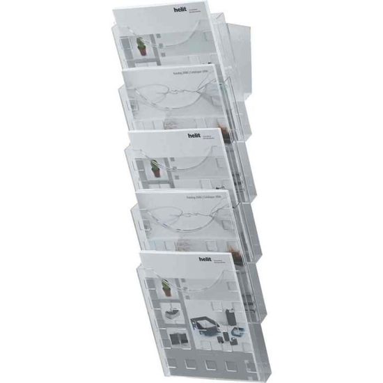 Porte revue mural - HELIT - A4 - Transparent - Kit de 5 - Support mural ...