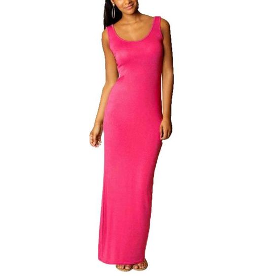 Robe Longue sans Manche Moulante été Femme Robe Tunique Habillée Maxi d ...