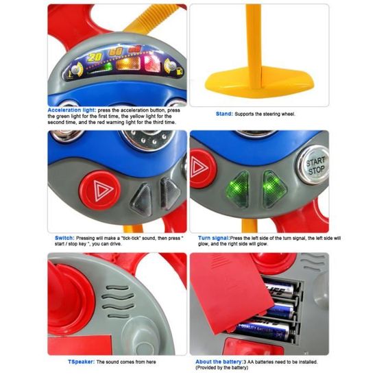 Vvikizy Volant de voiture pour enfant avec jouet de simulation de navigation interactif ...