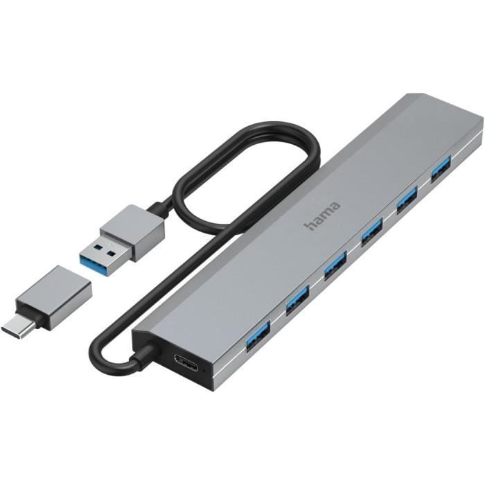 Hub 7 Ports USB-A + USB-C (Adaptateur USB, 7 USB-A, 5 Gbit-s, Boitier ...