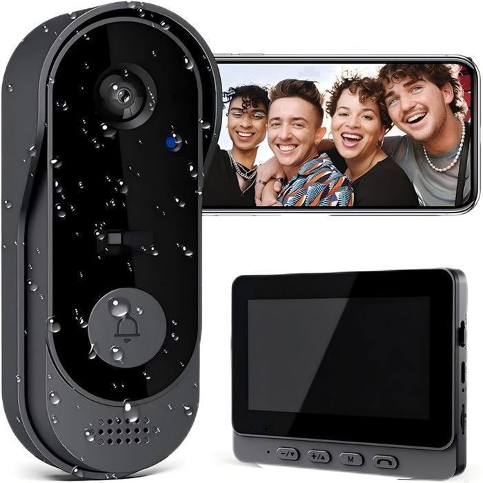 Sonnette sans fil avec caméra, 1080p,interphone vidéo,audio ...