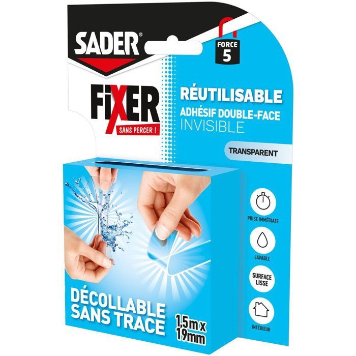 Adhésif double face extra - SADER - Fixer sans percer - Invisible ...
