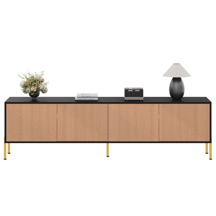 Meuble TV Design Colorblock 179 cm - Support TV Bas avec Panneau et ...