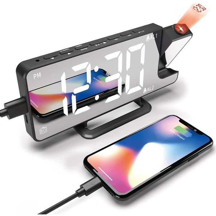 Réveil avec Projection LED Radio-réveil numérique avec Double réveil ...