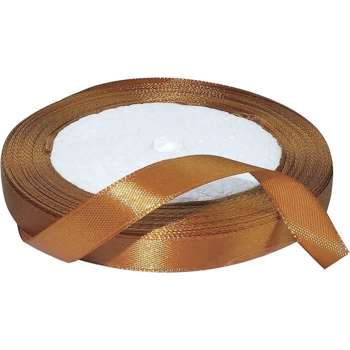 Ruban satin décoratif brillant fin -10mmx22mètres - Marron clair ...