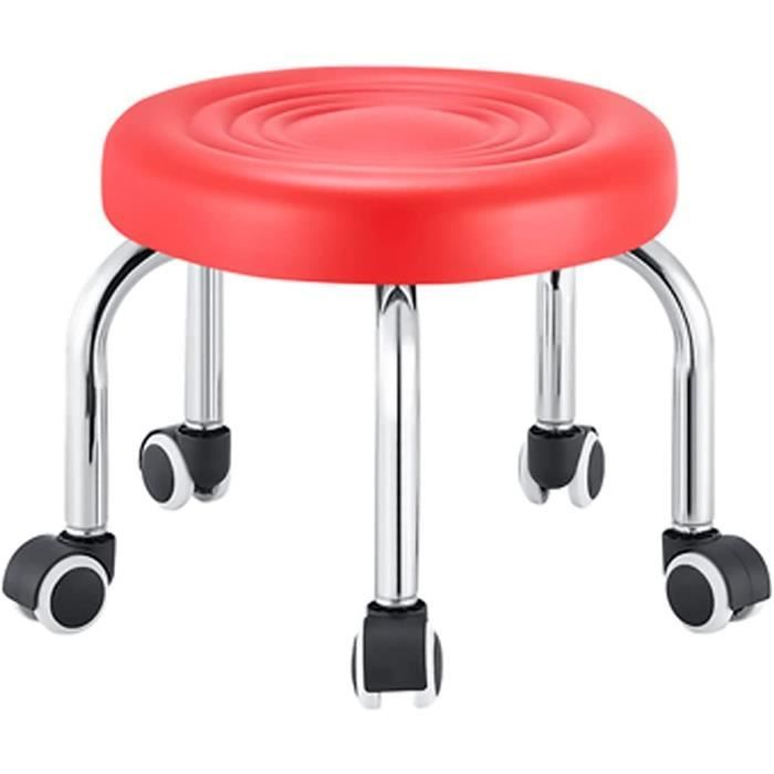 Tabouret Bas Roulant avec escabeau à roulettes - WEYE - Rouge ...