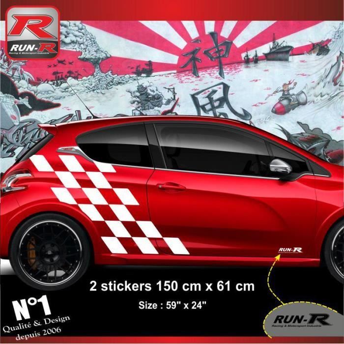 Stickers - PEUGEOT - 208 - Lot de 2 - DAMIER RALLYE - Blanc - Cdiscount ...