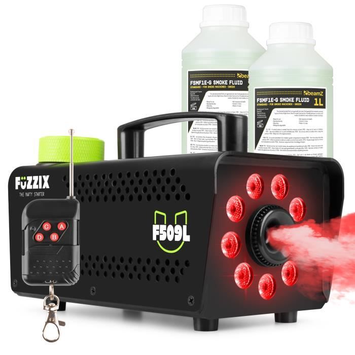 Fuzzix F509L Pack Machine à Fumée 500 Watts avec 3 LEDs RGB - Noir, 2L ...