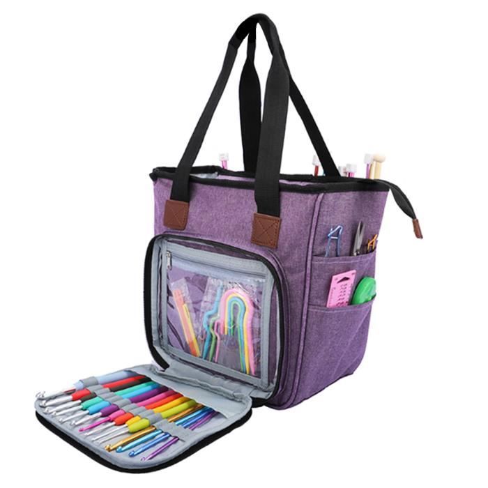 Qiilu sacs de rangement au crochet Sac de rangement pour tricot en ...