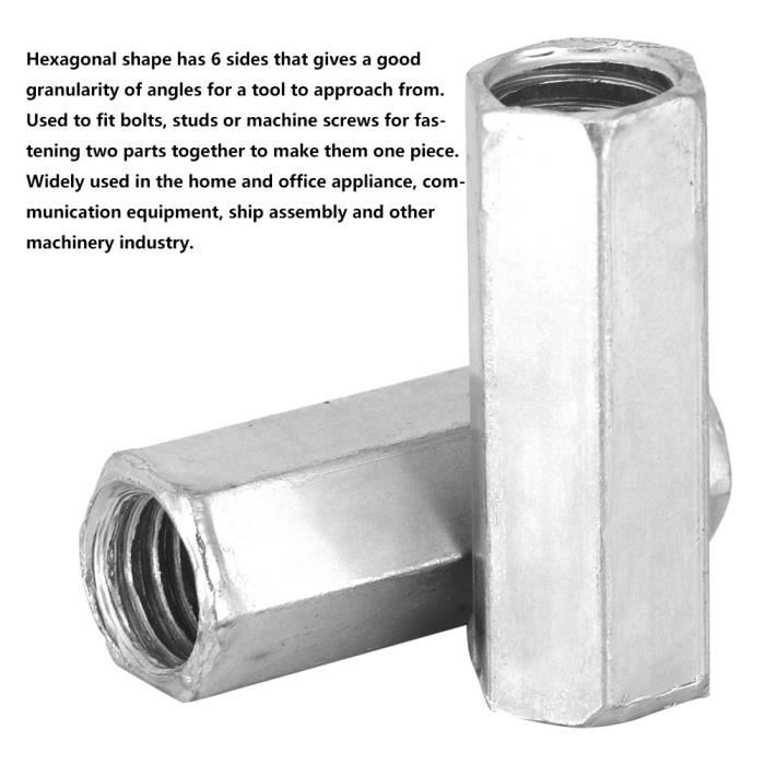 Ecrou hexagonal - VBESTLIFE - M8 X 28 - Acier au carbone zingué - Lot de 10 pièces - Haute ...