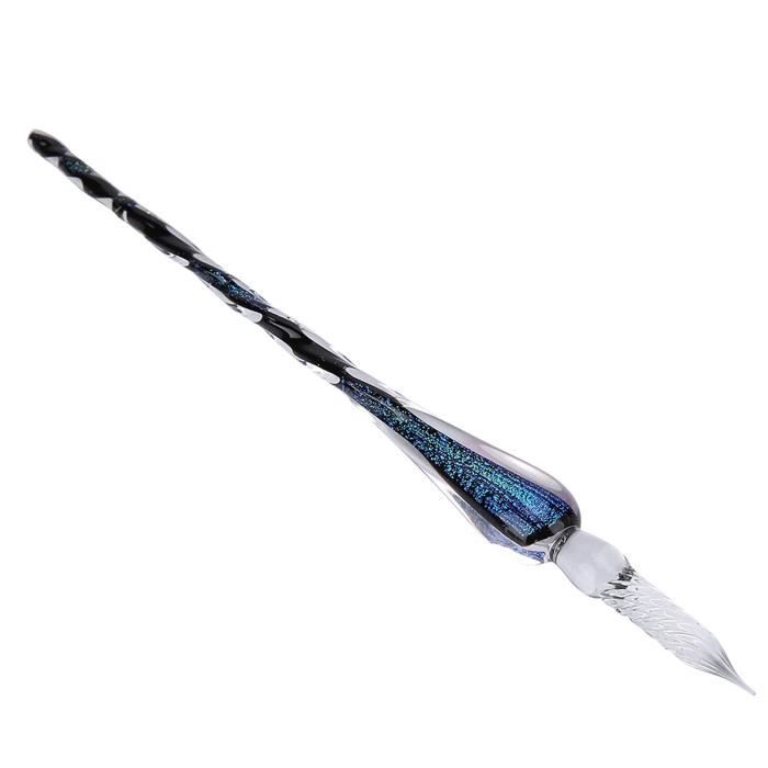 Stylo Dip en Verre Crystal Starry Sky - VINGVO - Plume - Bleu lac ...
